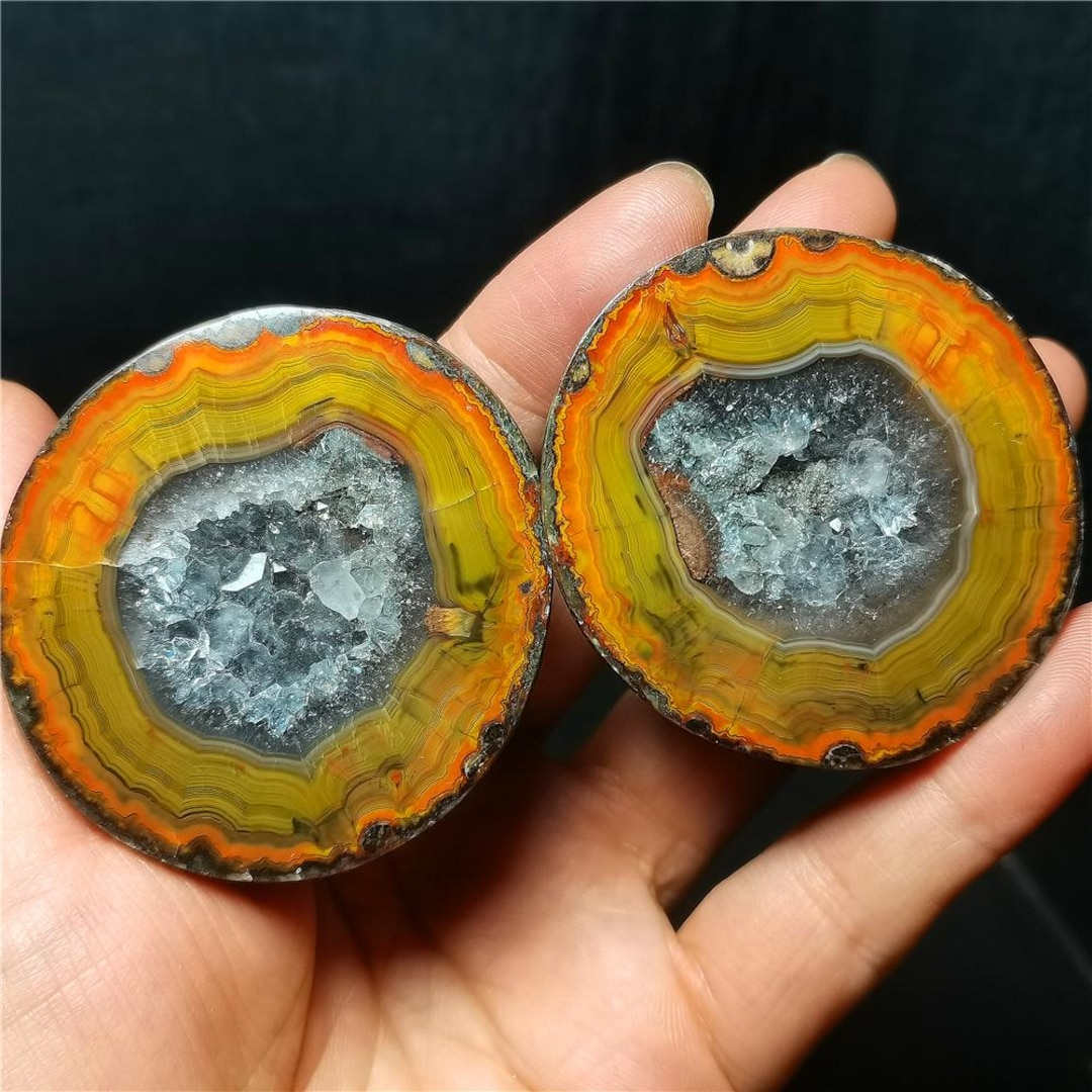 Natural Warring States Red Agate Crystal Geodes: Healing Stone Pair - Etsy