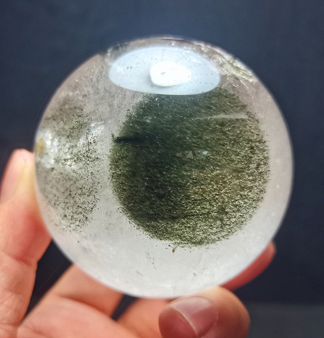 RARE Natural Polished Green Ghost Phantom Eye Quartz Crystal Ball ...