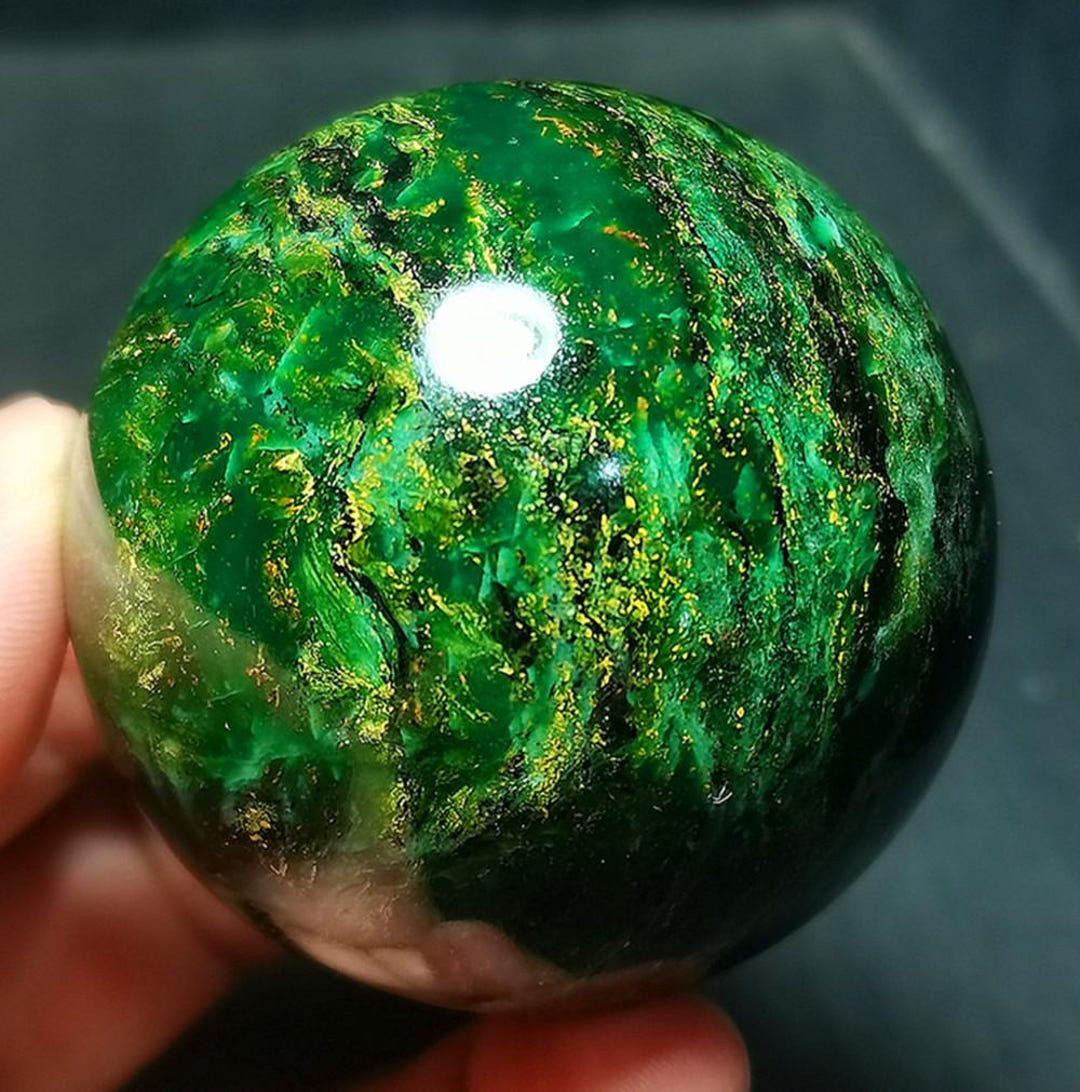 RARE Natural African Green Emerald Jasper Crystal Ball Healing /chakra ...