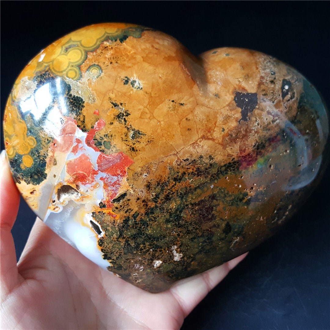 Large Natural Ocean Jasper Heart: Polished Healing Crystal - Etsy