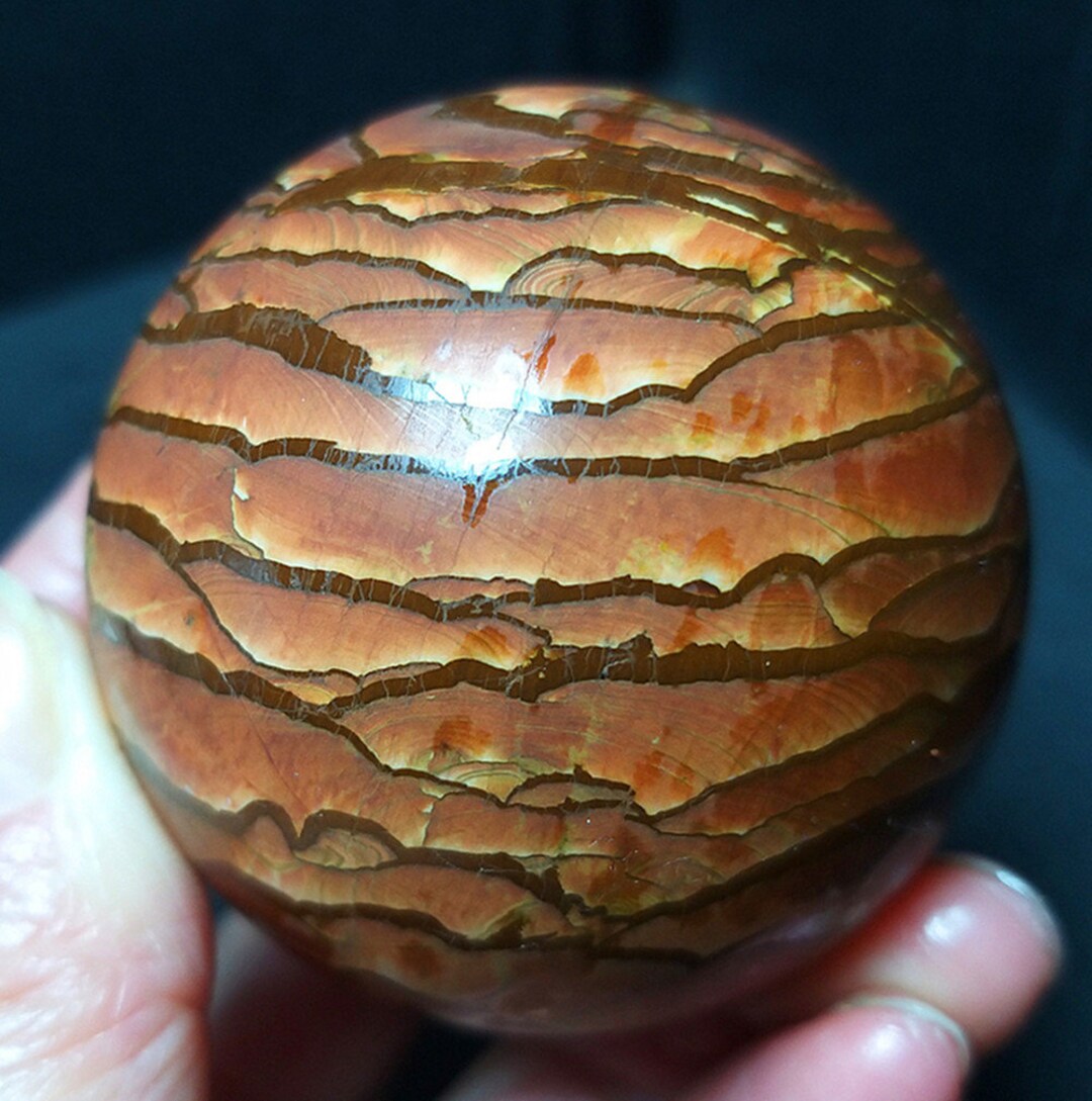 TOP Natural Polished Wood Grain Stone Crystal Sphere Ball Healing ...