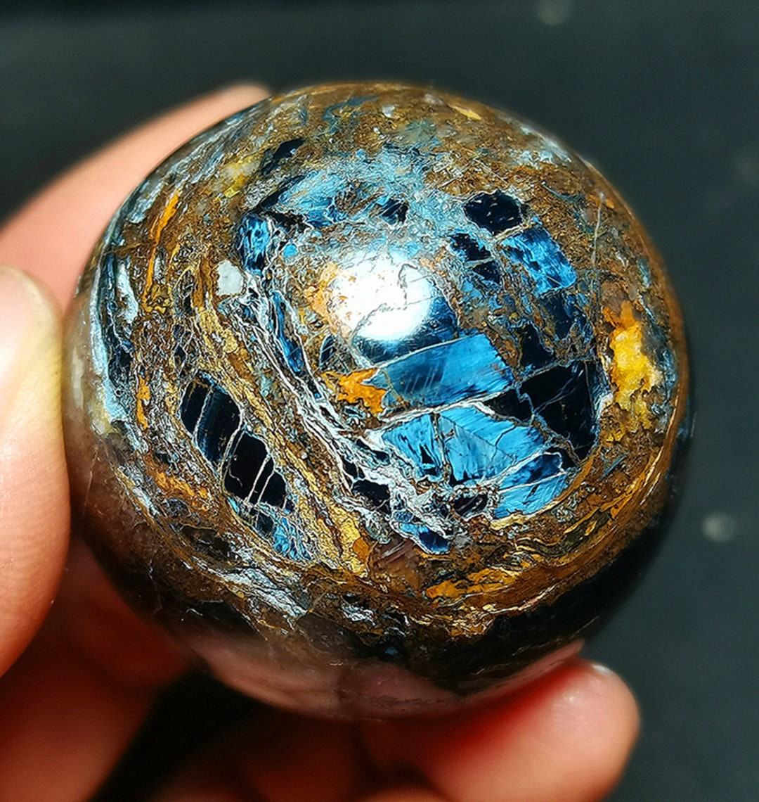 AAA Natural Namibia " Pietersite" Gemstone Chalcopyrite Symbiosis Ball ...