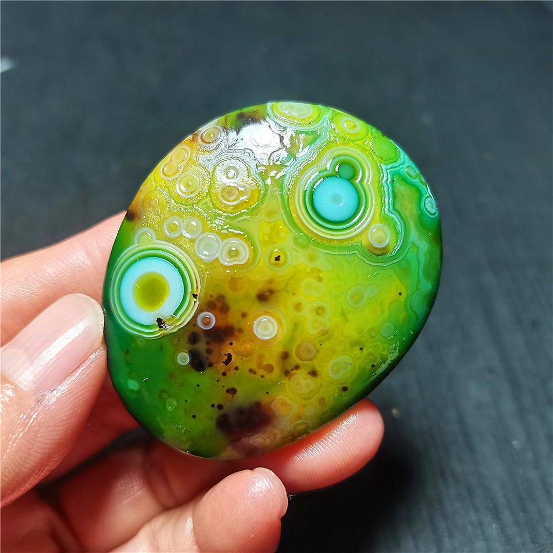Rare Gobi Agate Stone: Natural Eyes Agate, Healing Crystal (55x45x14mm ...