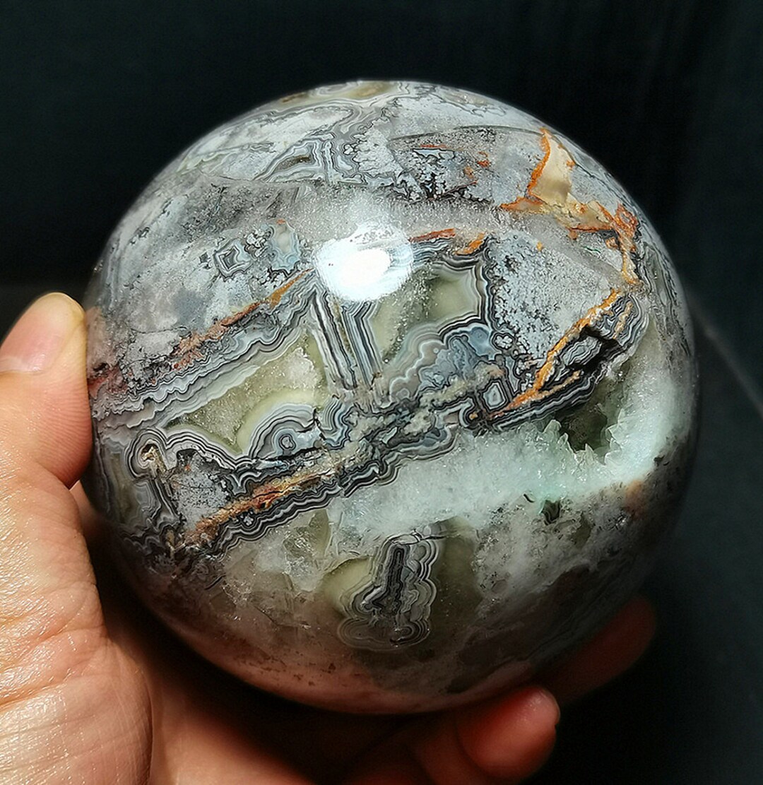 AAA Natural Polished Mexico Banded Agate Crystal Sphere Ball Healing ...