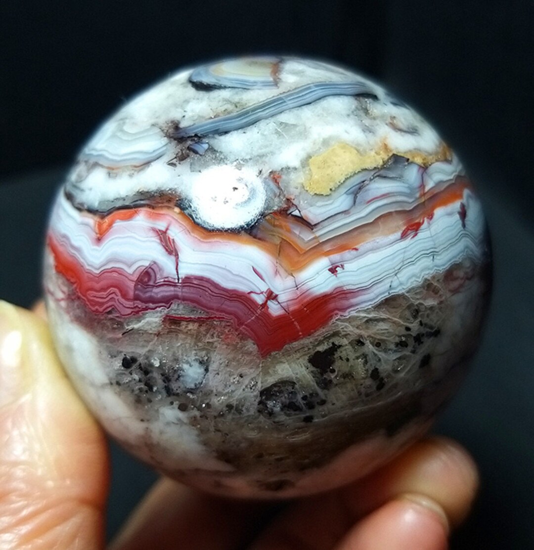 AAA Natural Polished Mexico Banded Agate Crystal Sphere Ball Healing ...