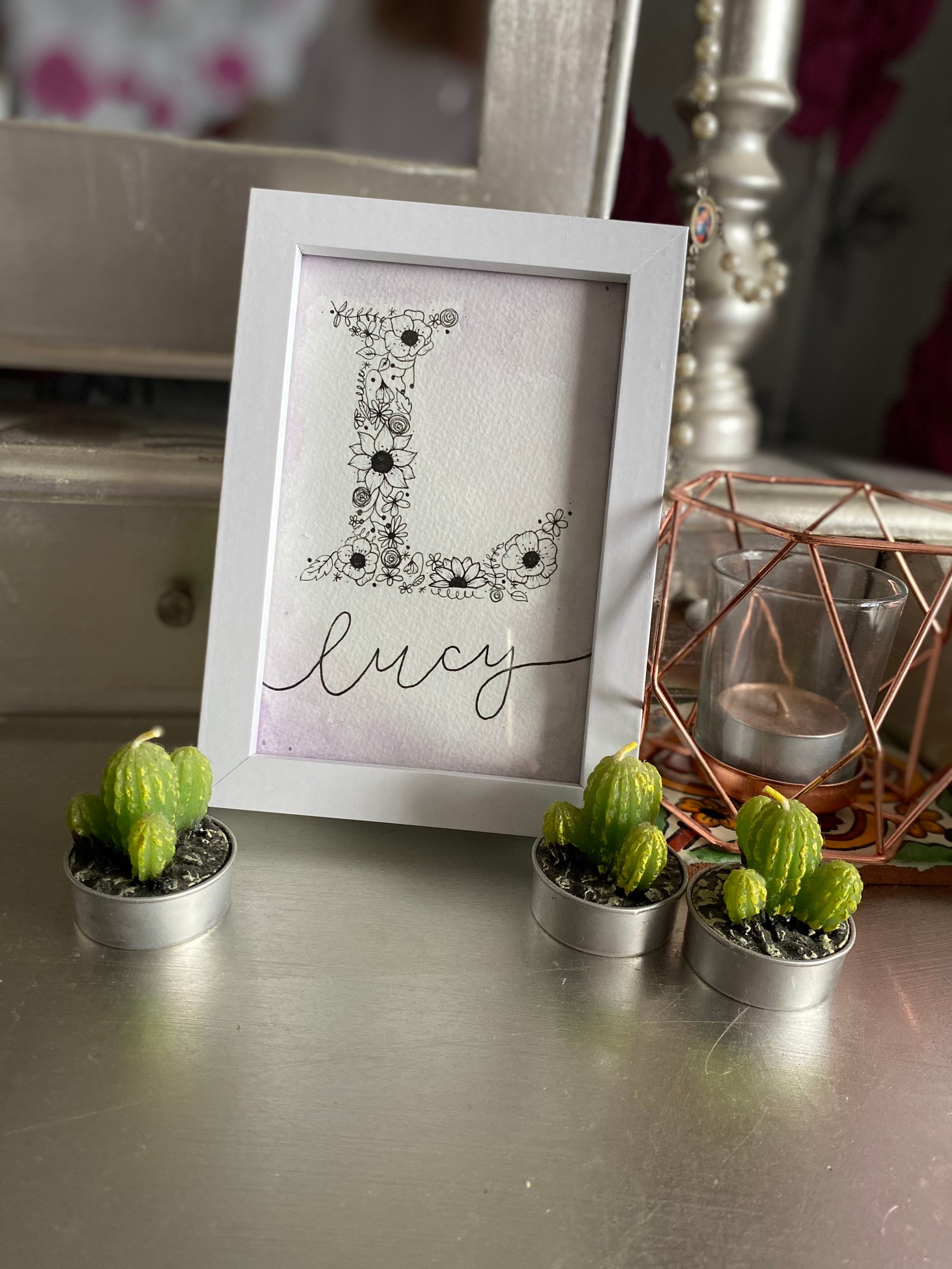 Hand Drawn Floral Initials 4x6 Inches or A5 - Etsy