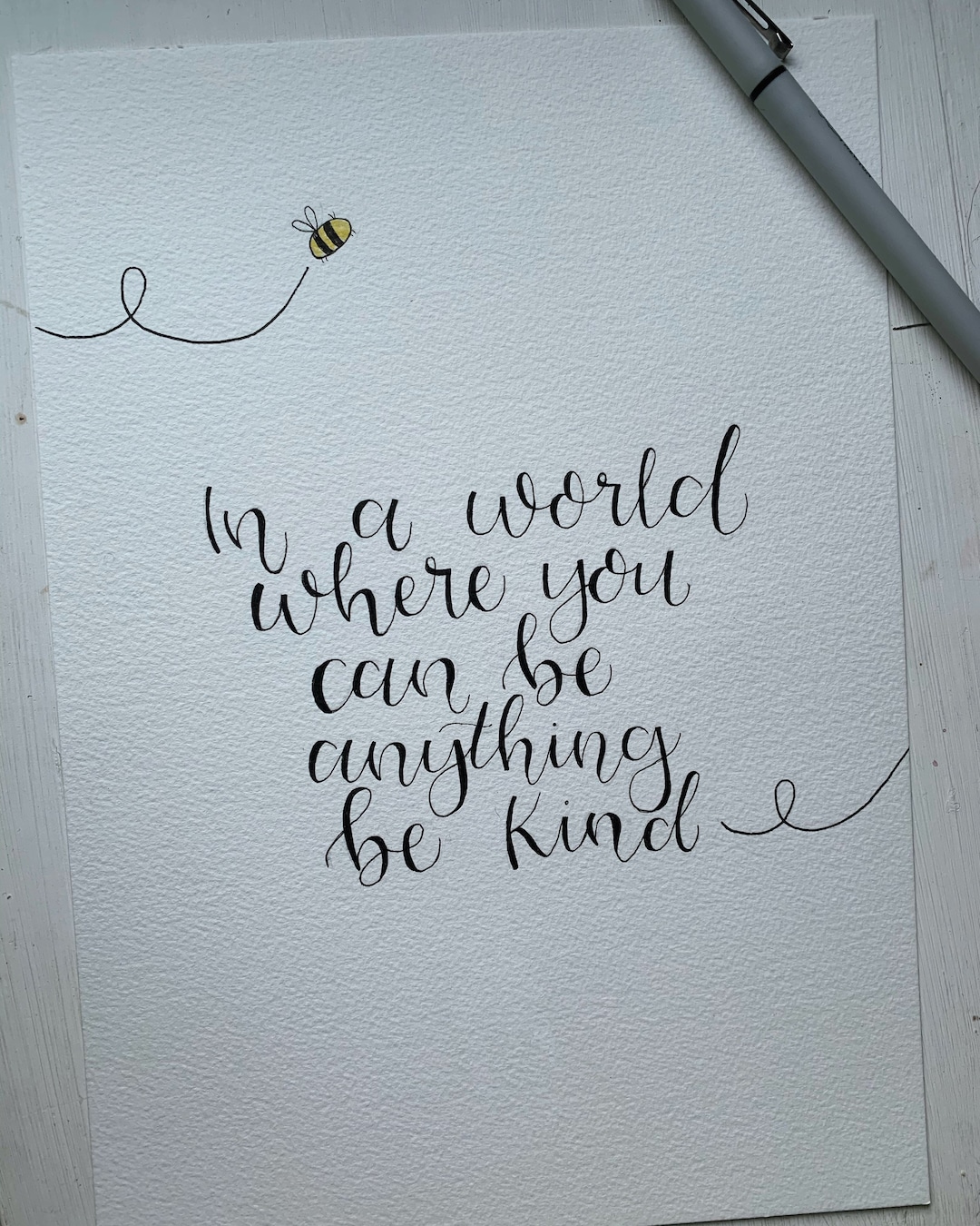 HAND DRAWN ‘be Kind’ Piece of Art With Calligraphy - Etsy