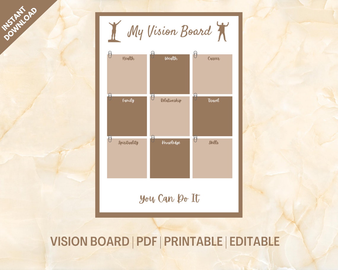 Vision Board Printable Law Of Attraction Manifestation A4 Etsy