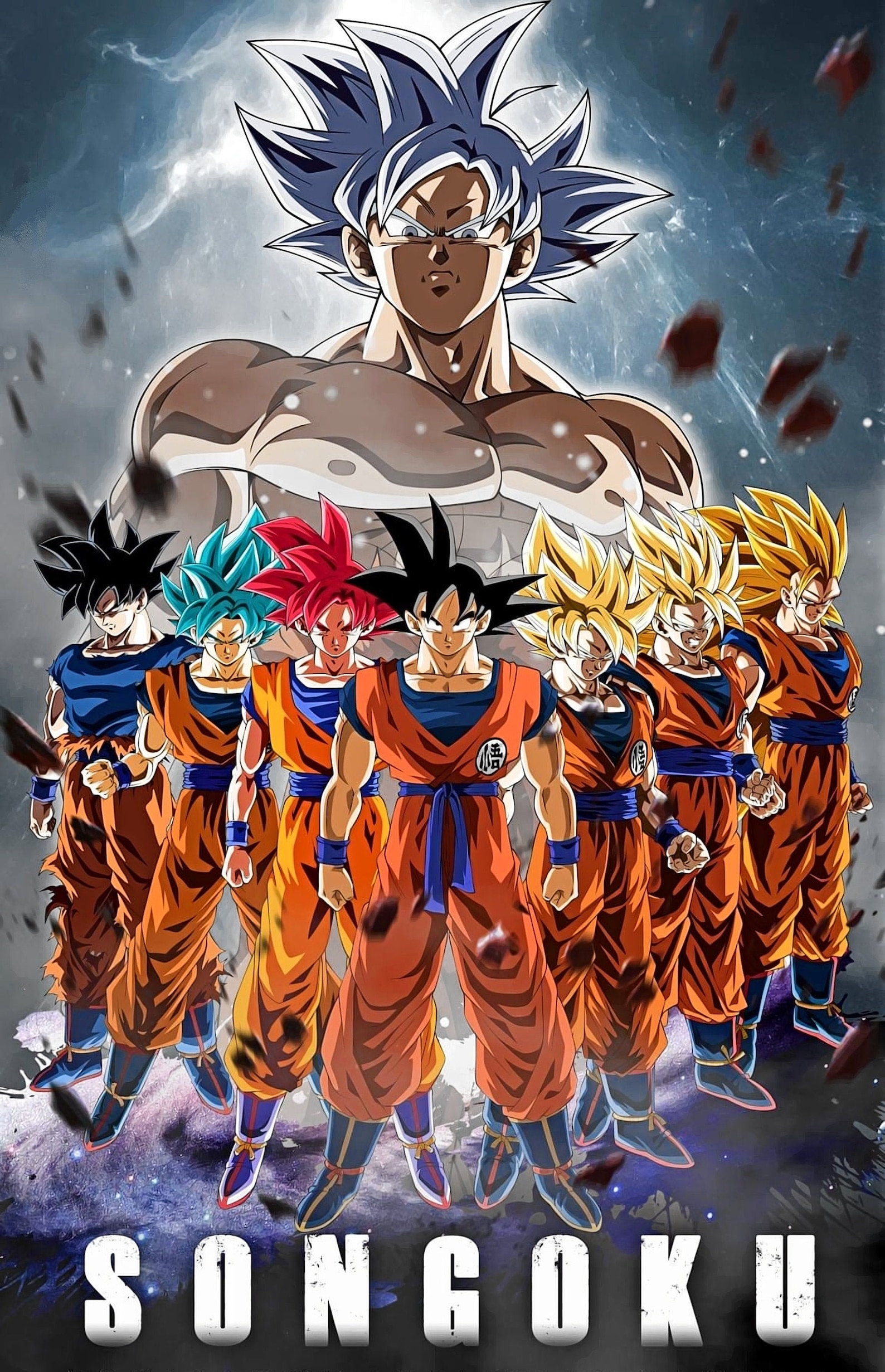 Evolution of Goku Poster Wall Art Super Saiyan 1 2 3 SSJ God | Etsy