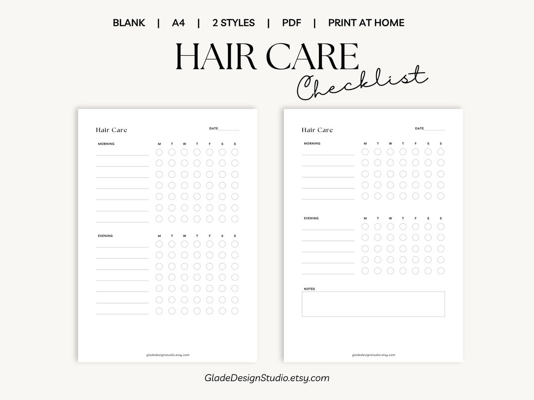 Hair Routine Planner and Checklist, Beautiful Hair Habit Tracker ...