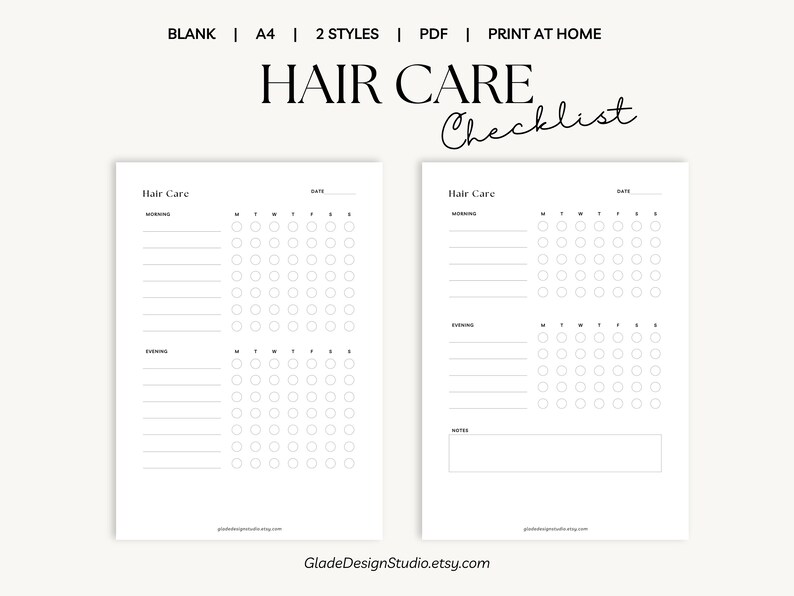 Hair Routine Planner and Checklist, Beautiful Hair Habit Tracker ...