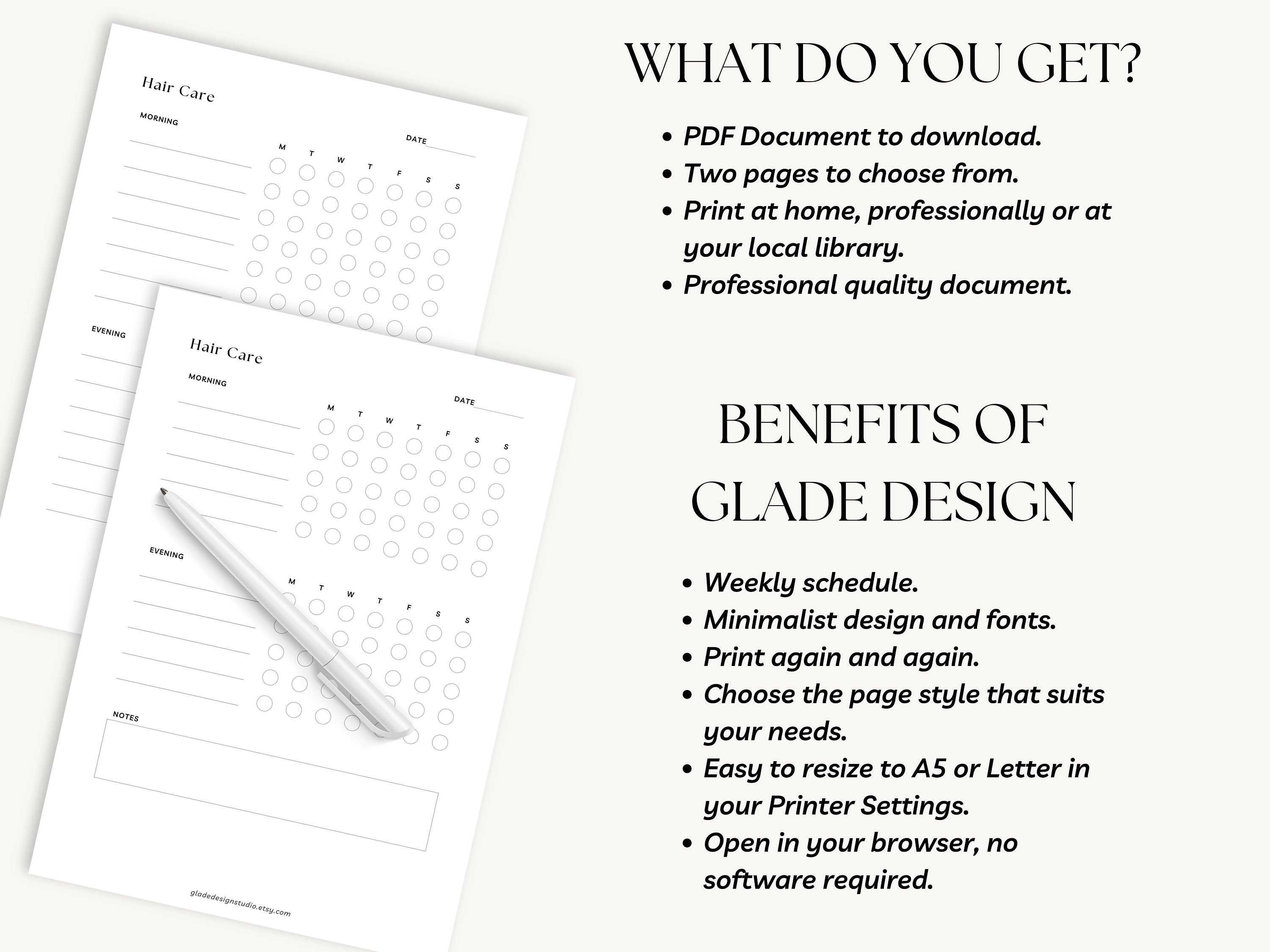Hair Routine Planner and Checklist, Beautiful Hair Habit Tracker ...