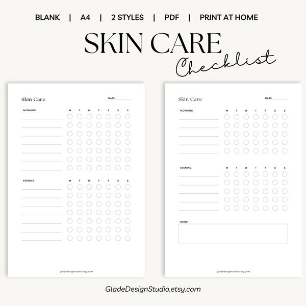 Skin Care Routine Chart - Etsy