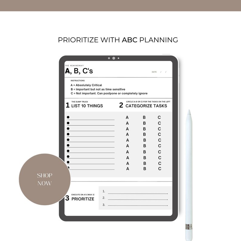 Printable Planning for Ultimate Prioritization Using ABC Method - Etsy