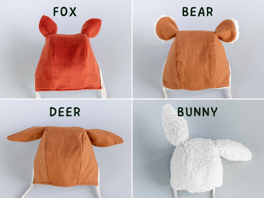 Bear Hat With Ears Sewing Pattern Pack Set of 4 Styles Baby - Etsy