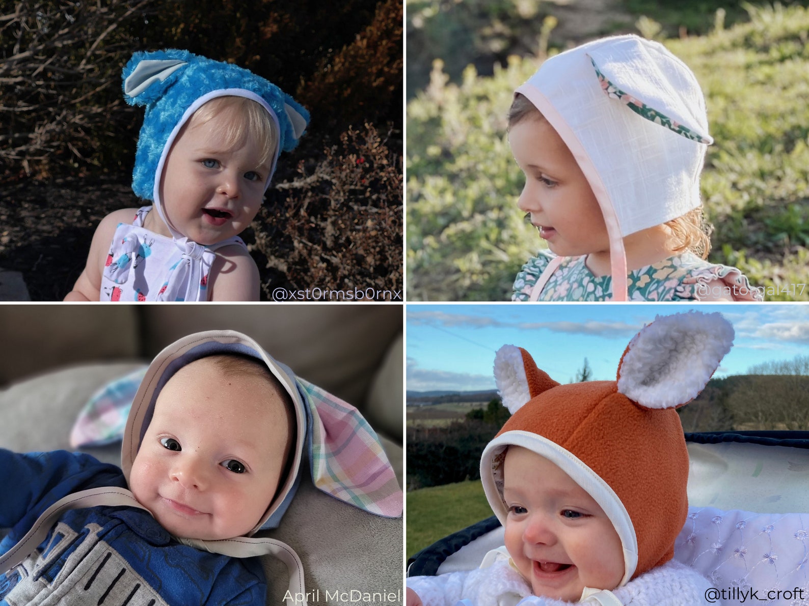 Bear Hat With Ears Sewing Pattern Pack Set of 4 Styles Baby - Etsy