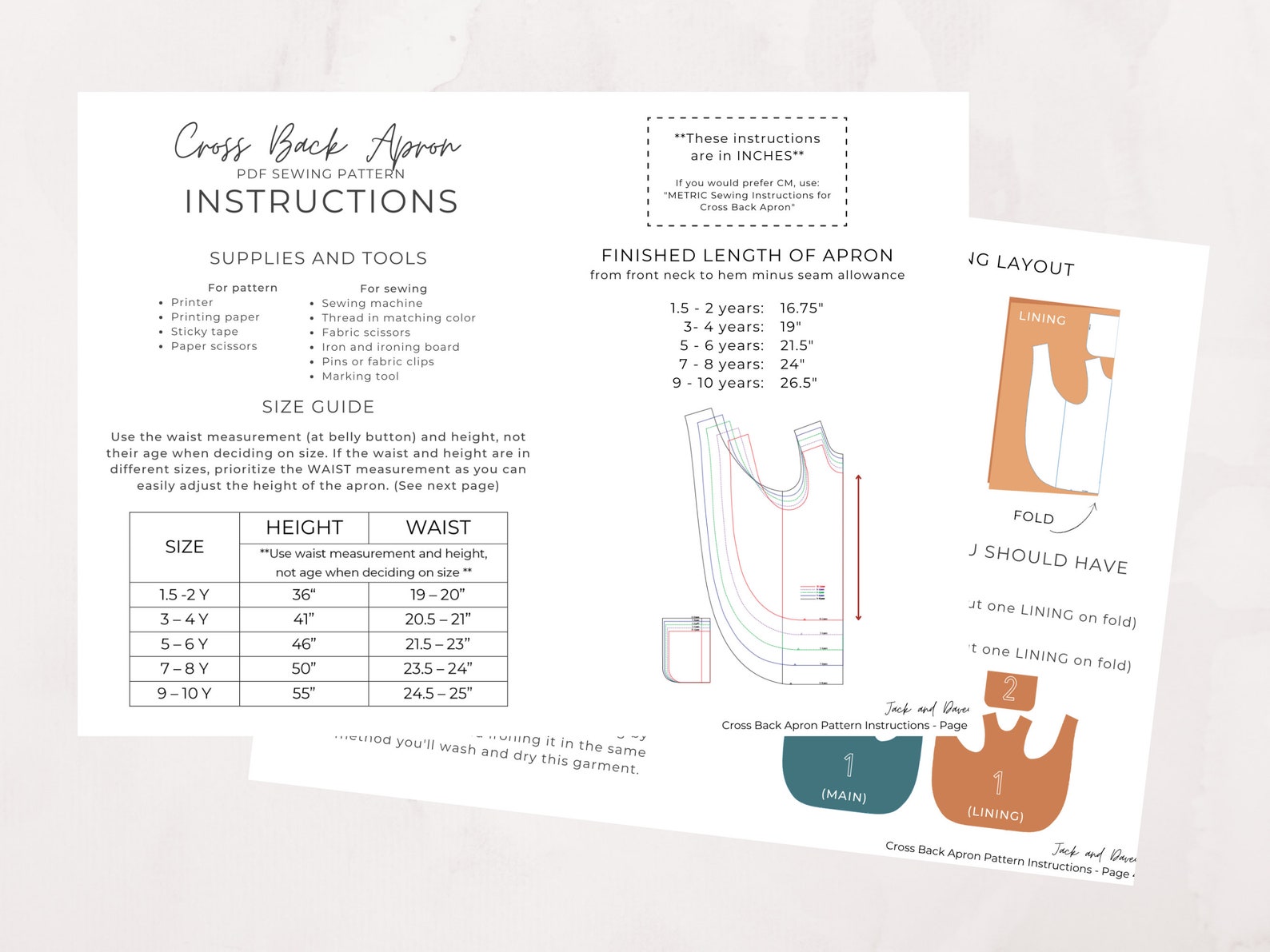 Kids Cross Back Apron Sewing Pattern // How to Make a Japanese - Etsy