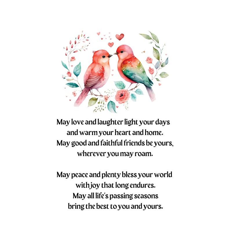 Poem for Friend, Wedding Gift,house Warming,newly Wed,water Colour ...