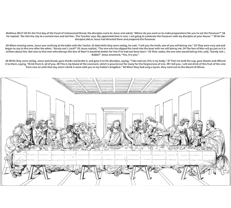 Easter Activity Christian, "the Last Supper" Printable to Colour A4 ...