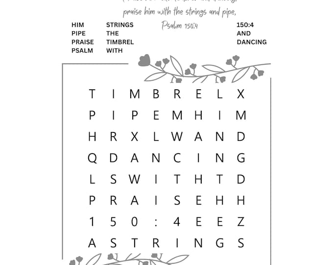 Large Print Bible Word Search Printable, Christian Puzzle Faith Based ...