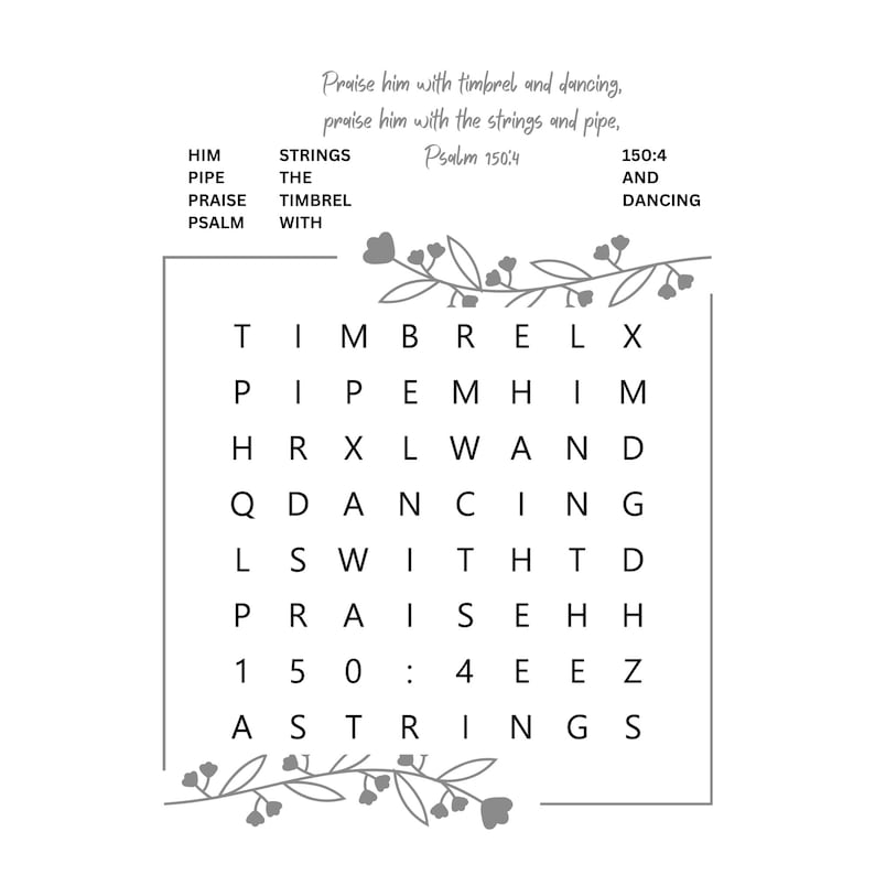 Large Print Bible Word Search Printable, Christian Puzzle Faith Based ...