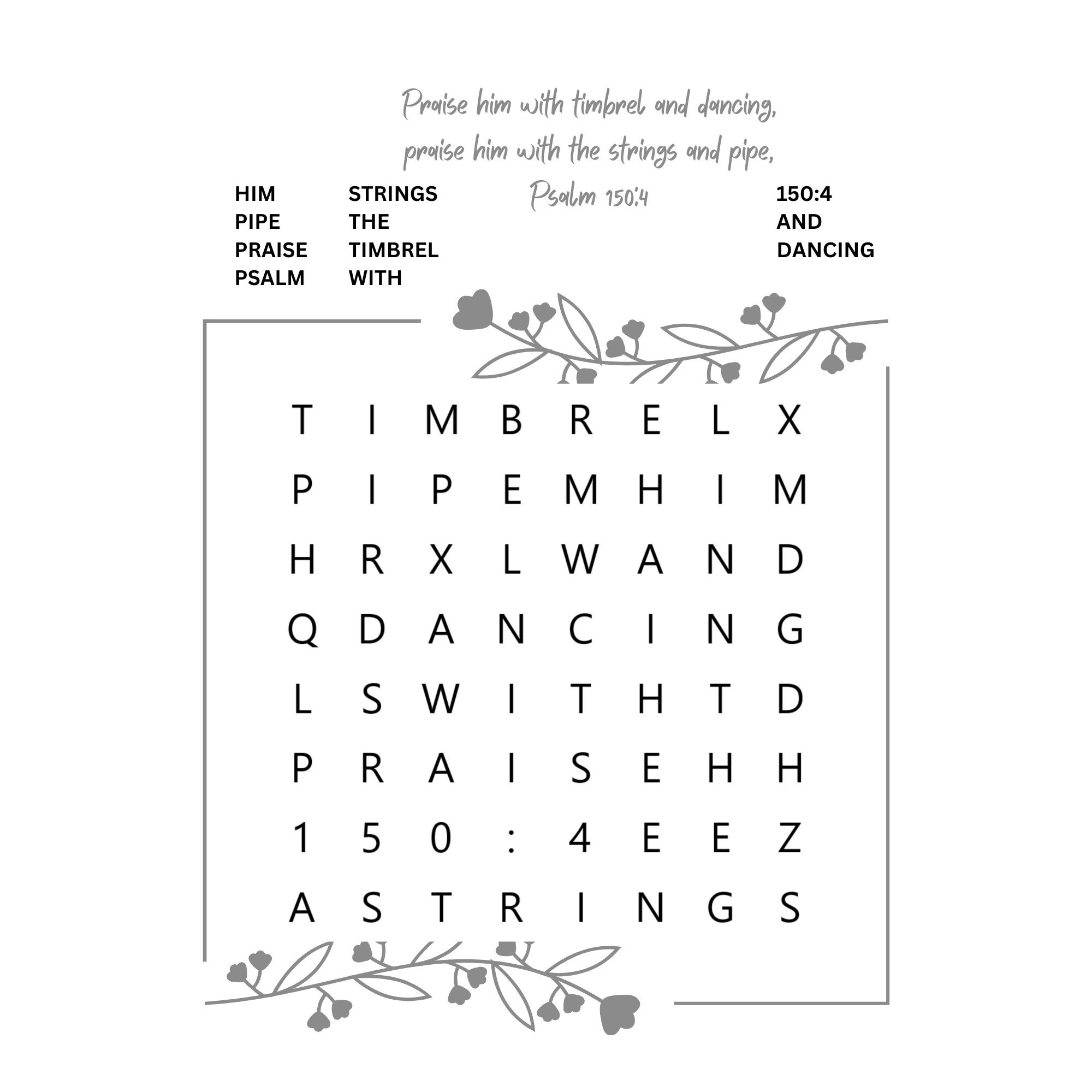 Large Print Bible Word Search Printable, Christian Puzzle Faith Based ...