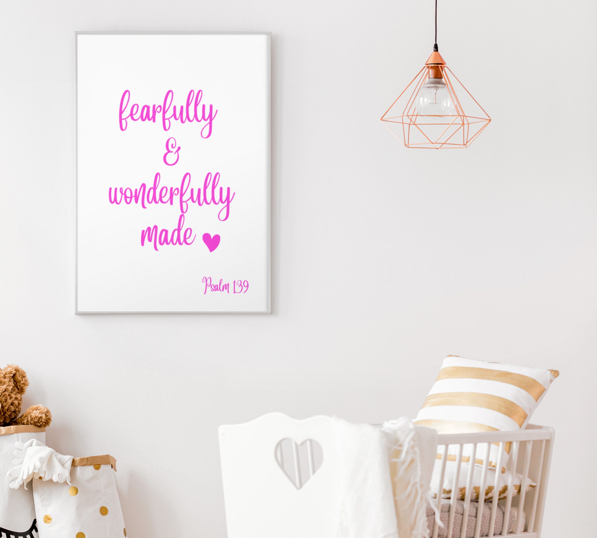 Scripture Word Art, Christian Nursery Decor - Psalm 139 Fearfully and ...