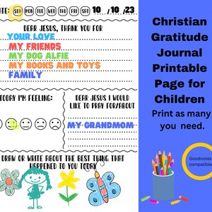 Gratitude Printable, Kids Gratitude, Prayer Journal Printable or Good ...