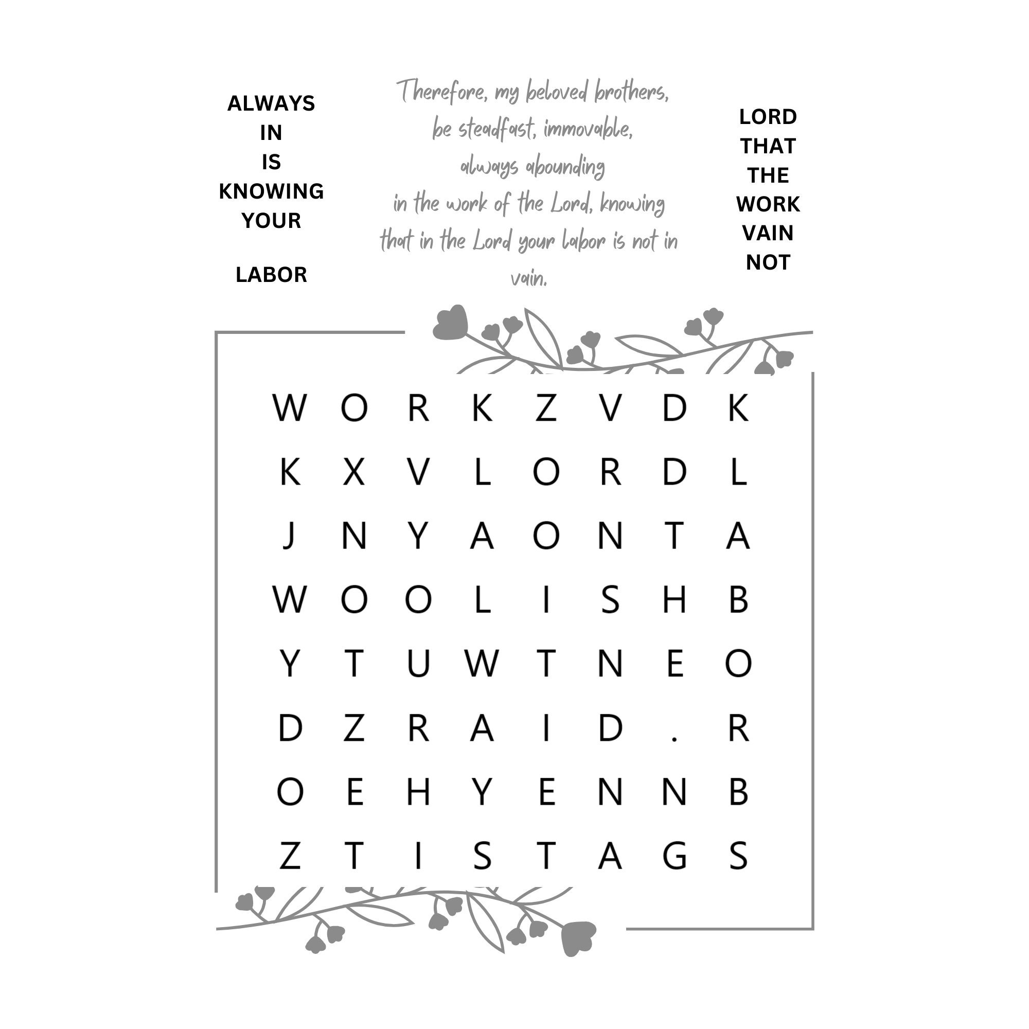 Large Print Bible Word Search Printable, Christian Puzzle Faith Based ...