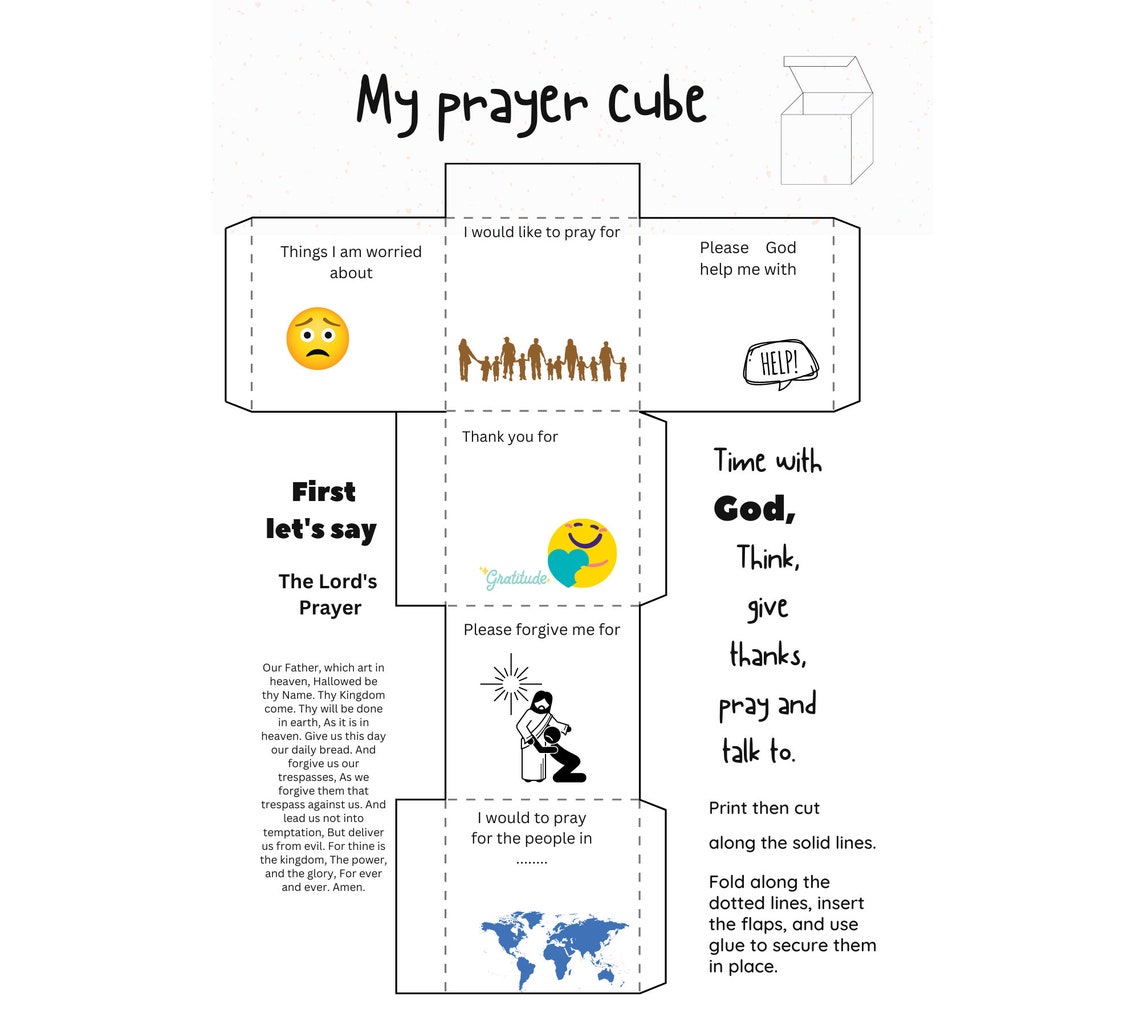 Christian Activity Prayer Cube, Kids Easter Activities, Mindfulness for ...