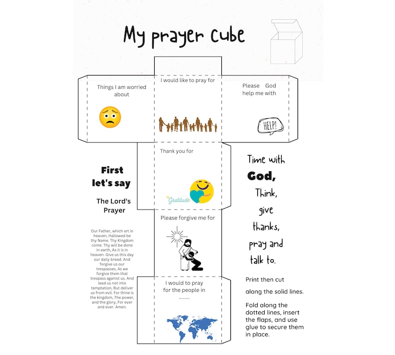 Christian Activity Prayer Cube, Kids Easter Activities, Mindfulness for ...