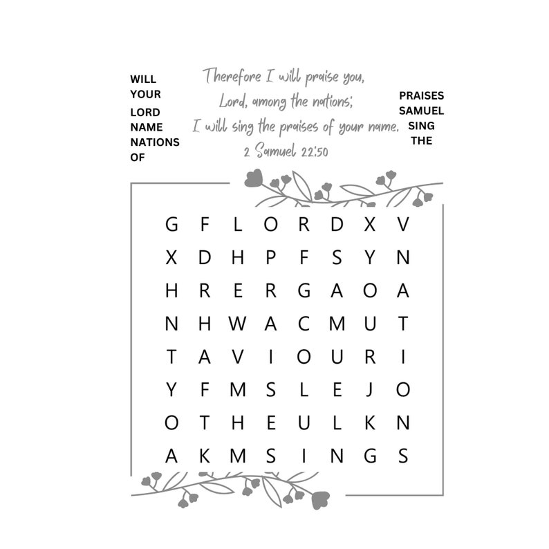 Large Print Bible Word Search Printable, Christian Puzzle Faith Based ...