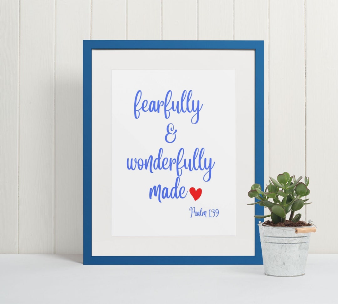 Scripture Word Art ,christian Nursery Decor - Psalm 139 Fearfully and ...