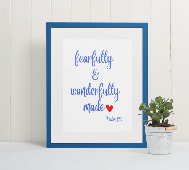 Scripture Word Art ,christian Nursery Decor - Psalm 139 Fearfully and ...