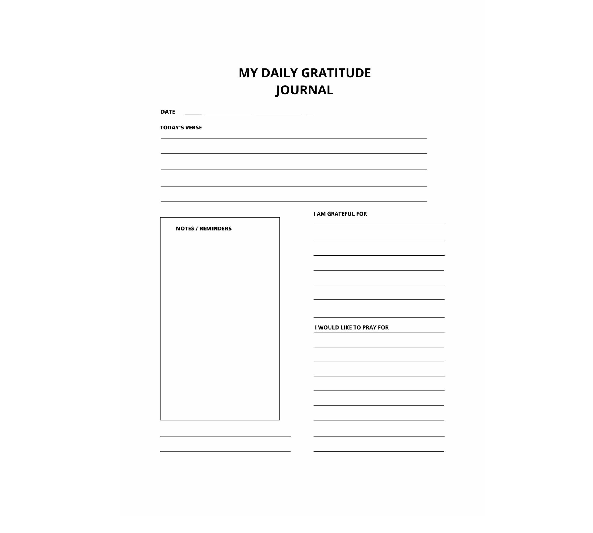 Gratitude Journal Page Printable Digital Good Notes Compatible Daily