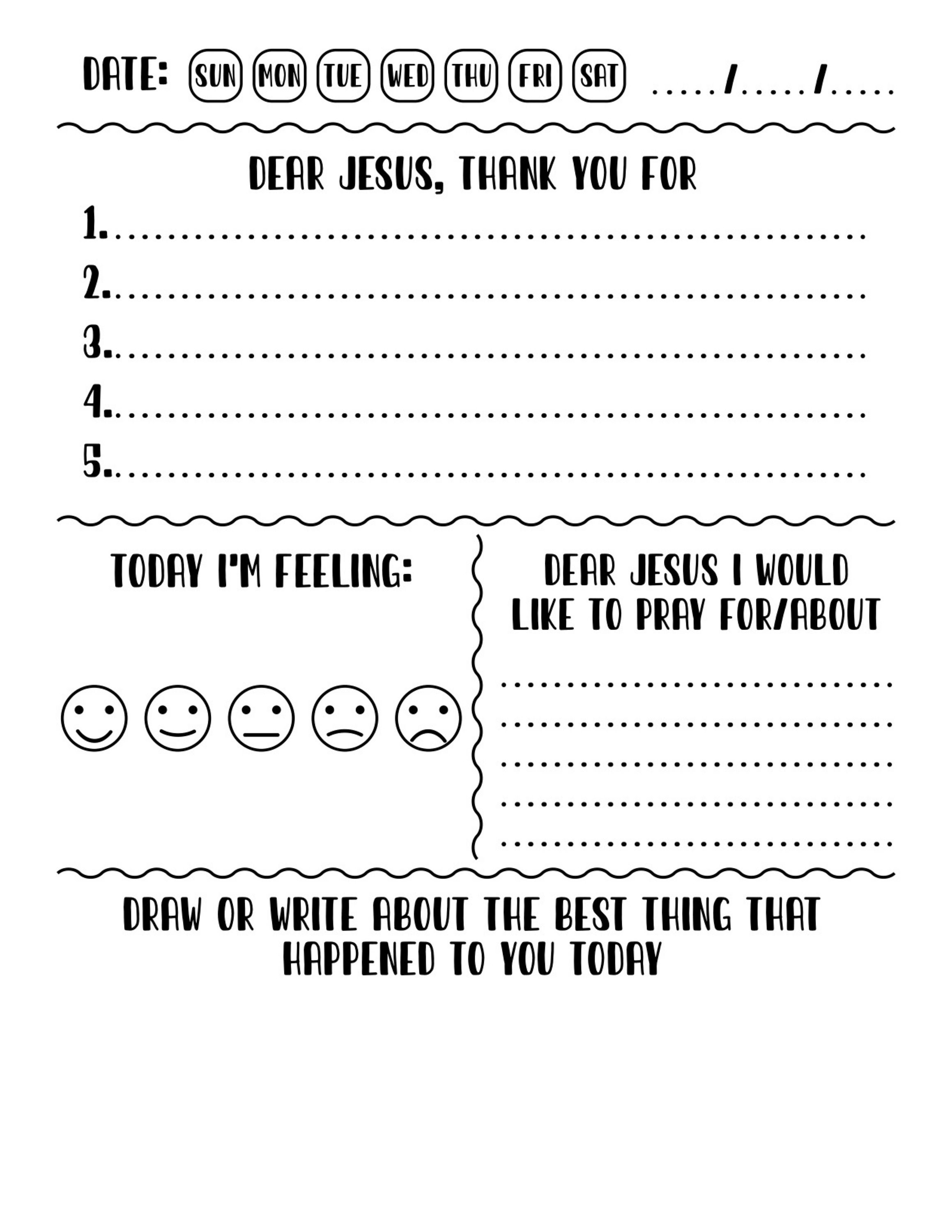 Christian Gratitude Journal Page for Children. Nurture Your | Etsy