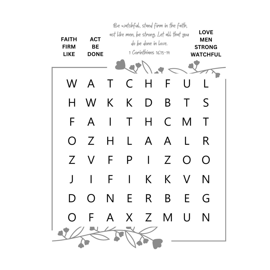 Large Print Bible Word Search Printable, Christian Puzzle Faith Based ...
