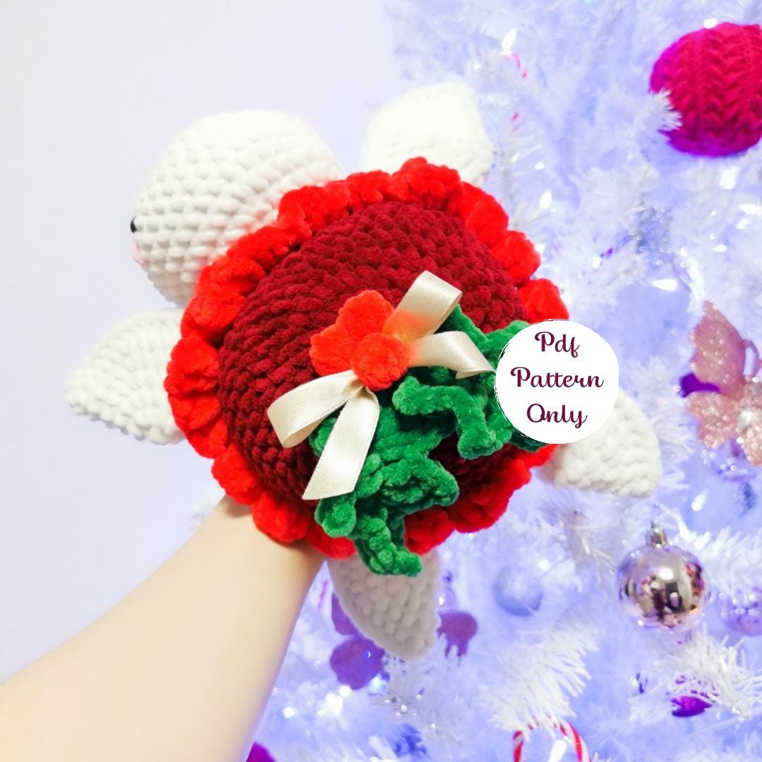 Christmas Holly Turtle Crochet Pattern, Holiday Amigurumi, Festive ...