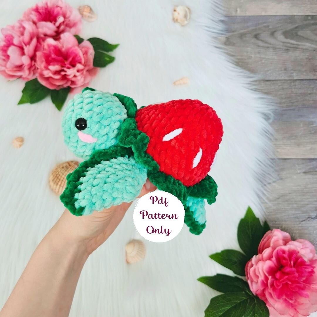 Mini Strawberry Turtle Crochet Pattern - Amigurumi PDF, Fruit Turtles ...