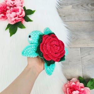 Mini Rose Turtle Crochet Pattern - Valentine's Day Flowers Pattern ...