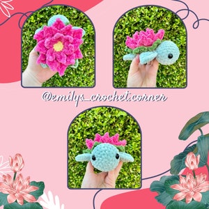Crochet Pattern Bundle - Lotus Flower Turtle 2 Sizes Mini and Regular ...