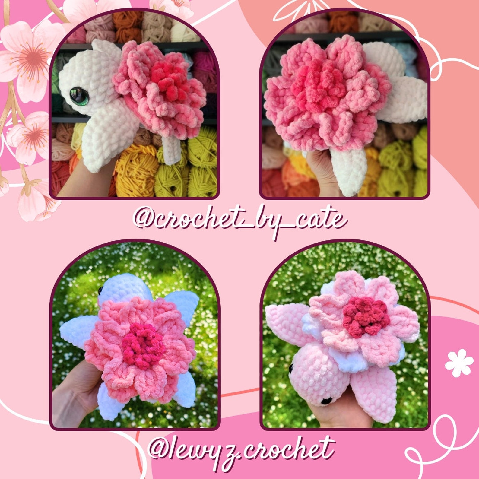 Mini Cherry Blossom Turtle Crochet Pattern - Sakura Flowers Crochet ...