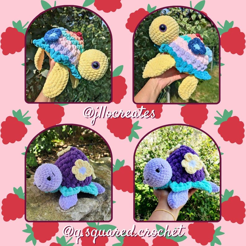 Raspberry Turtle Crochet Pattern - Fruit Amigurumi Tutorial, Sea ...