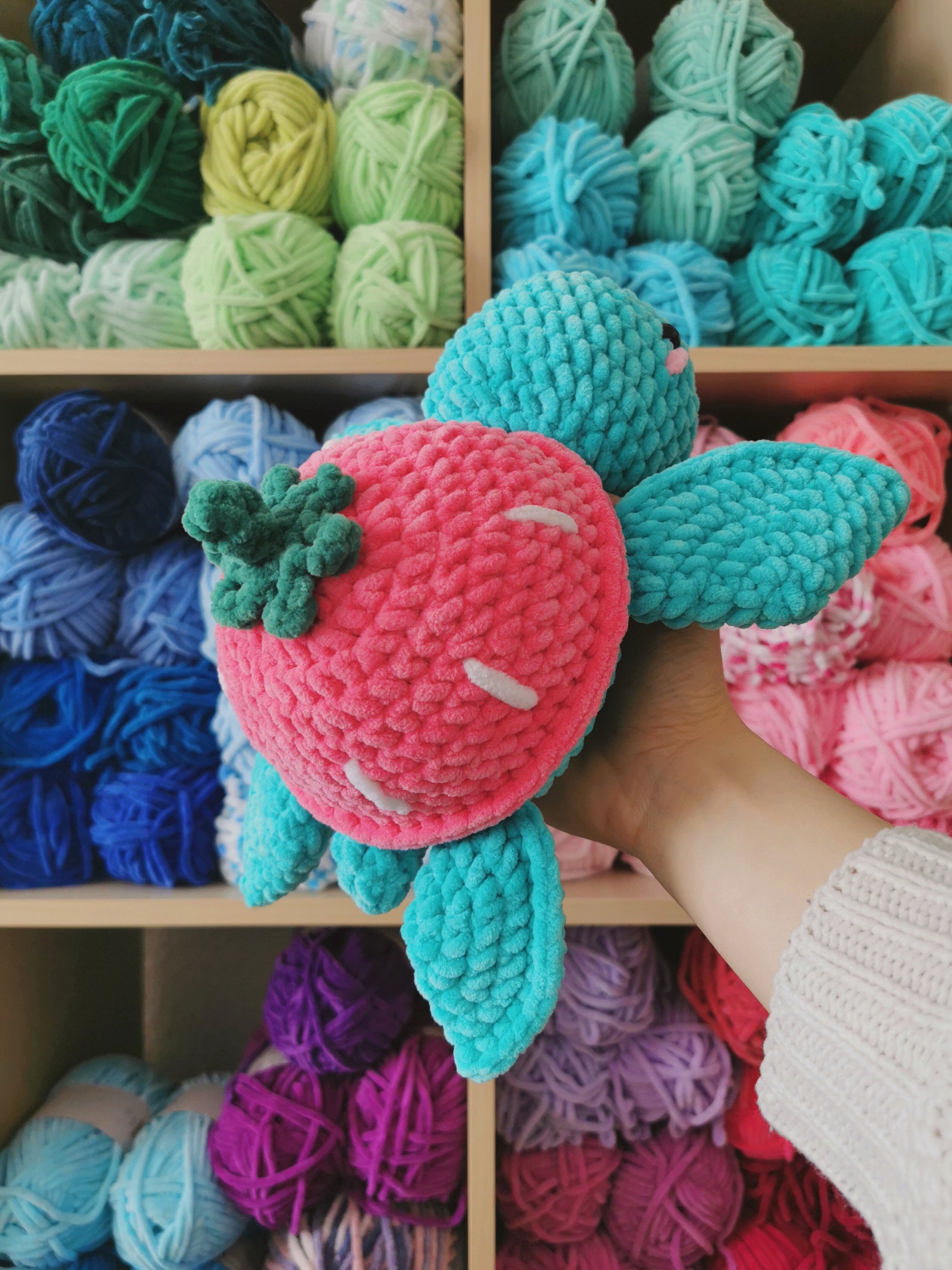 Handmade Strawberry Turtle Amigurumi Plush Toy Cute Stuffed Plushies ...