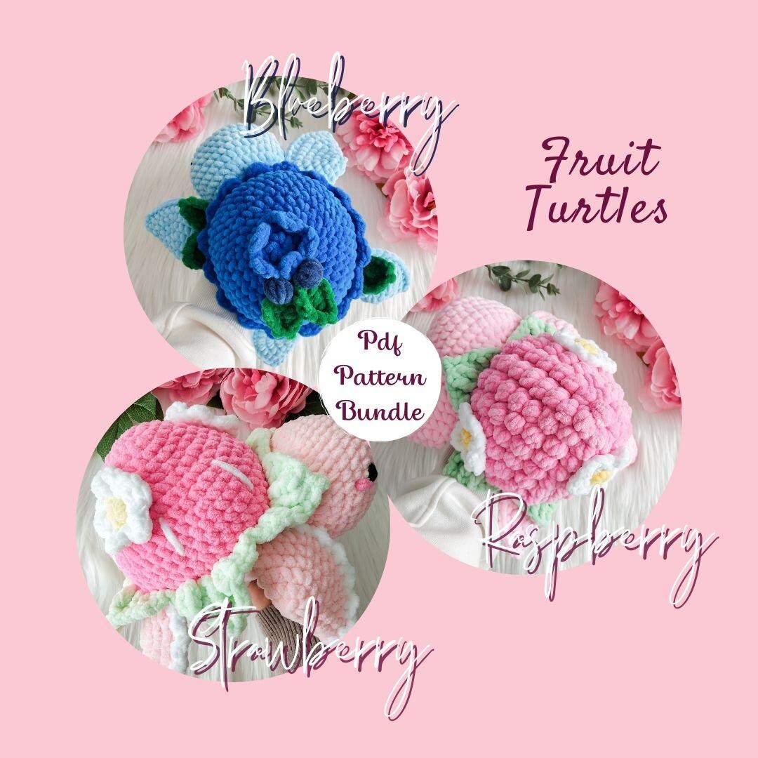 Crochet Pattern Bundle - Adorable Fruit Turtles, Easy to Follow, Fun ...