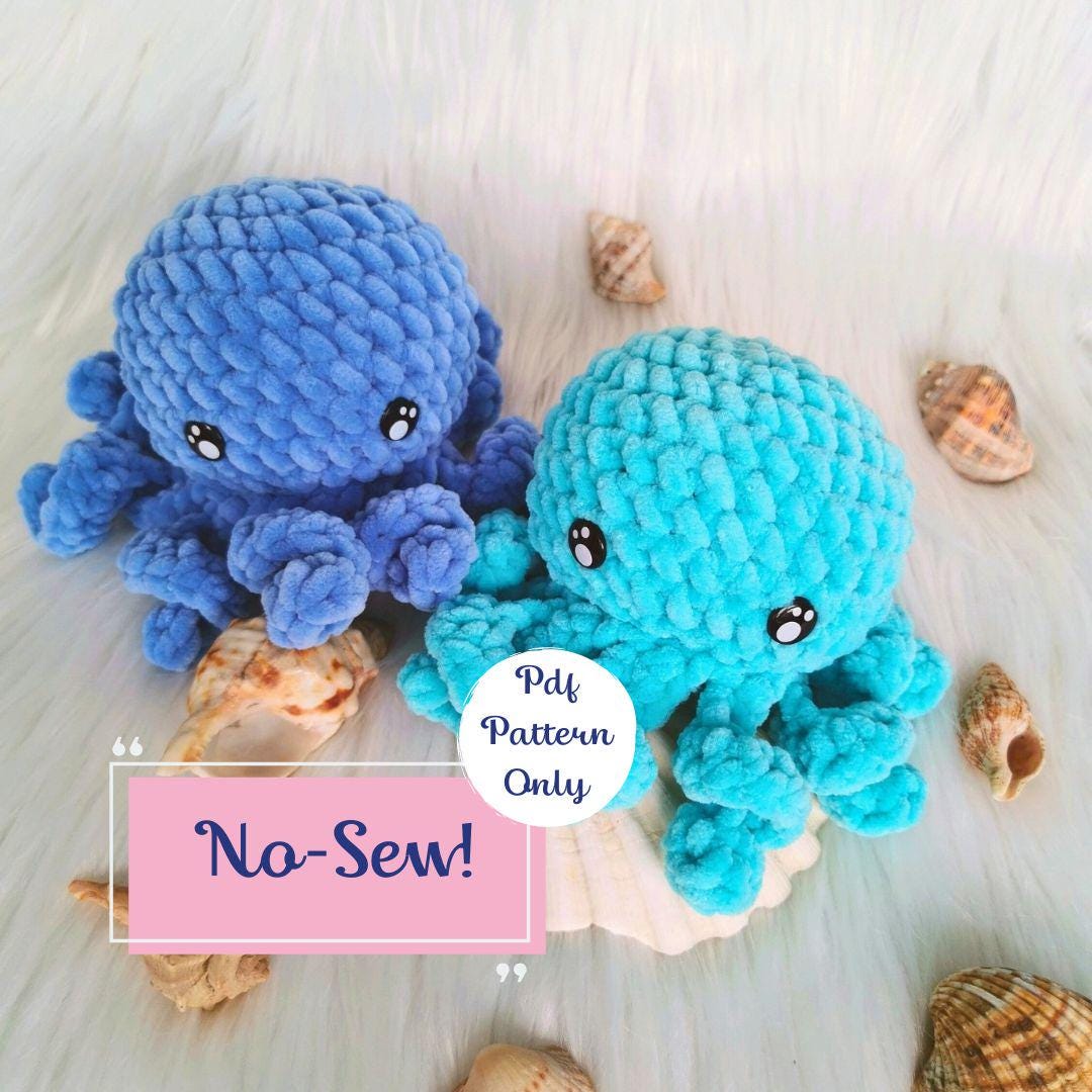 No-sew Octopus Crochet Pattern, Sea Animals and Creatures, Beginner ...