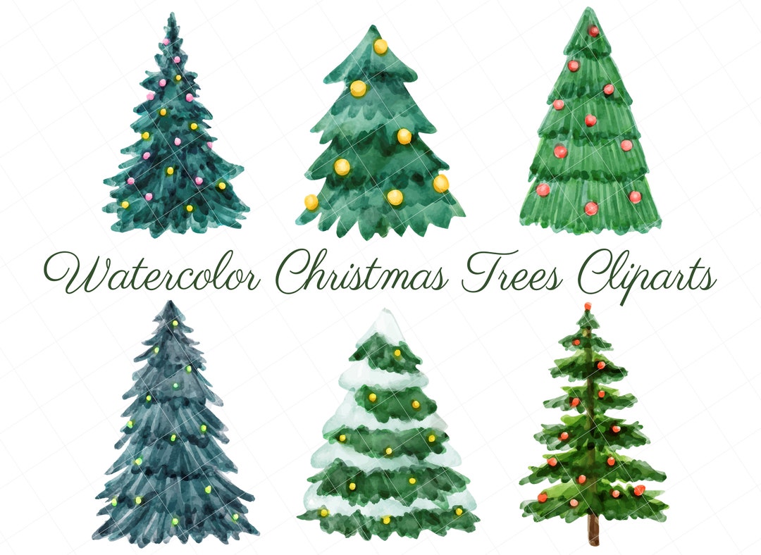 Watercolor Christmas Tree Collection Clipart, Tree Clipart, Christmas ...