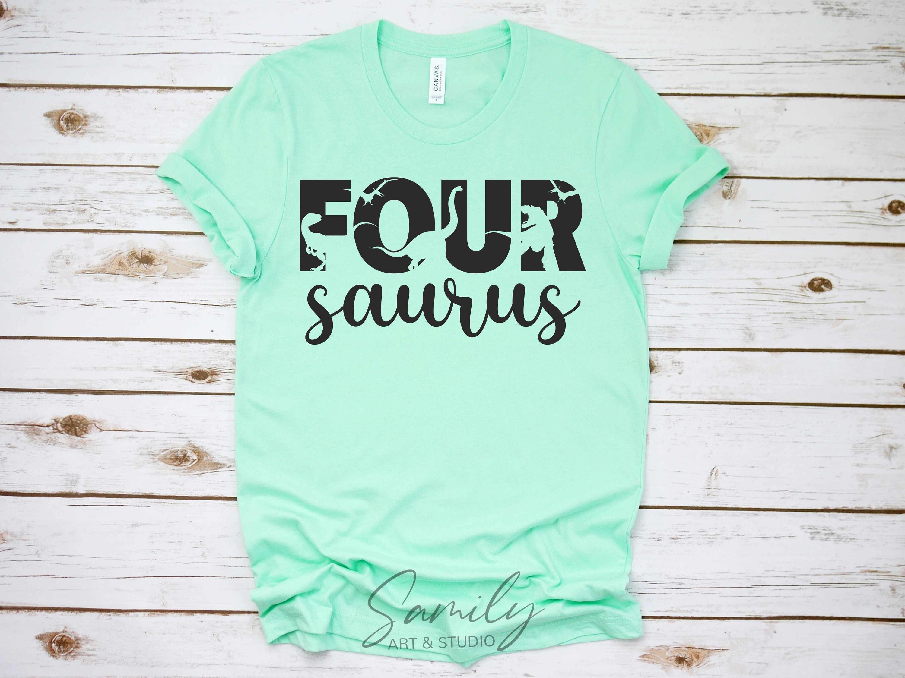 Four Saurus Svg four birthday svg Birthday dinosaur svg Cut | Etsy