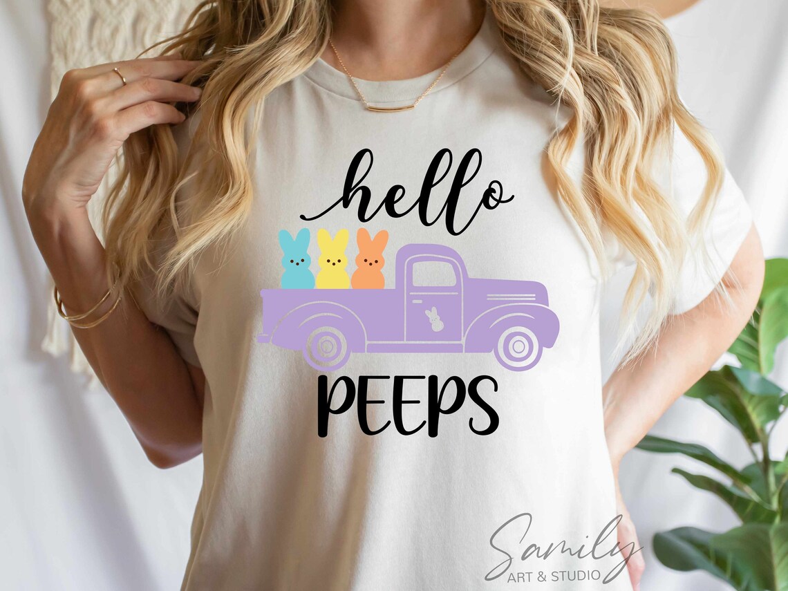 Hello Peeps Door Hanger Svg Round Easter Svg Easter Door - Etsy