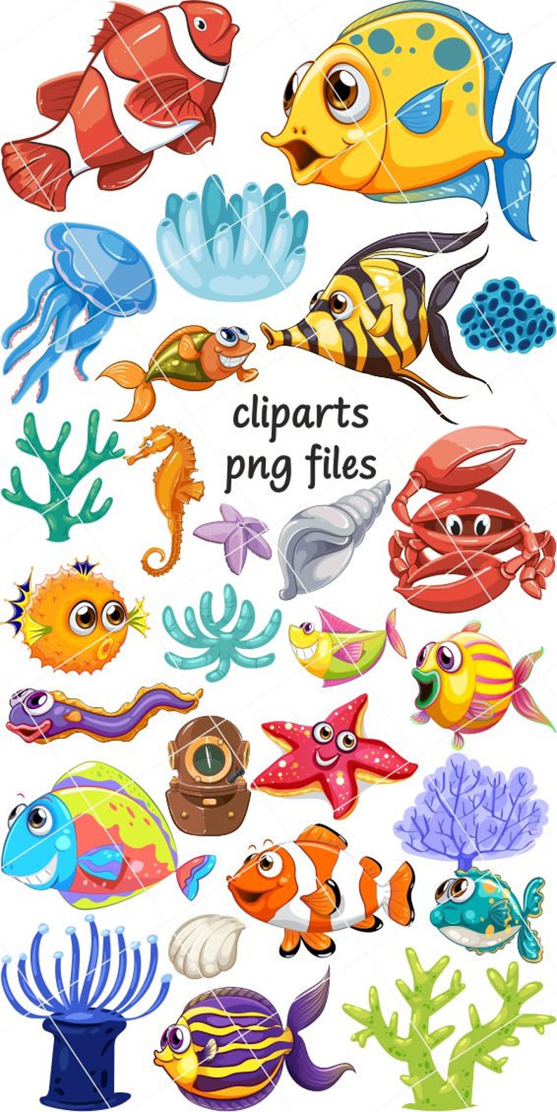 Fish Clipart Tropical Fish Clipart Sea Creatures Clipart - Etsy
